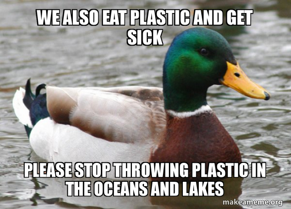 We also eat plastic and get sick please stop throwing plastic in the ...