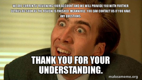 We are currently reviewing your account and we will provide you with ...