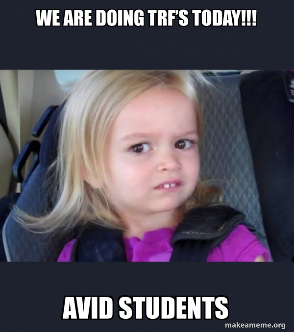 We are doing TRF’s today!!! AVID Students - Side-Eyes Chloe Meme Generator