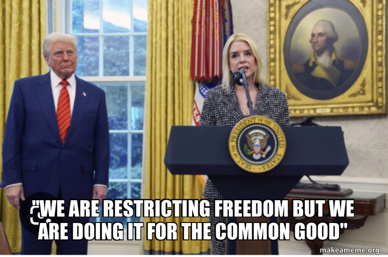 "WE ARE RESTRICTING FREEDOM BUT WE ARE DOING IT FOR THE COMMOn good ...