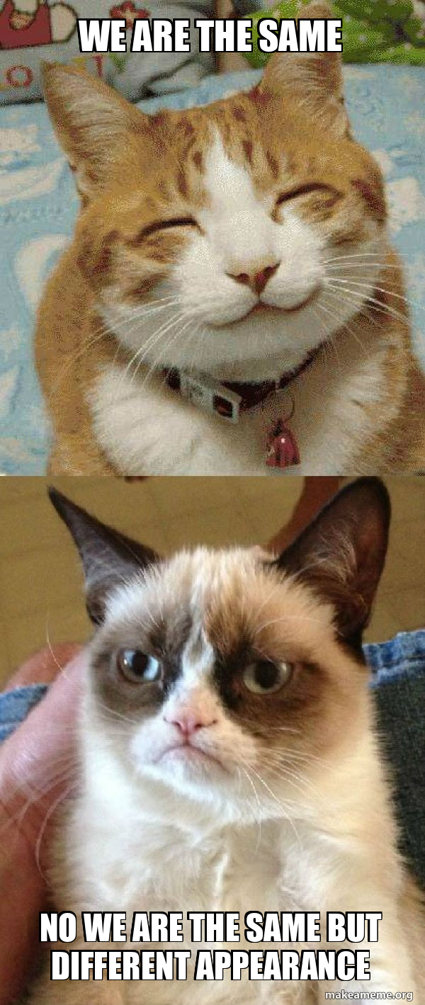 we are the same no we are the same but different appearance - Grumpy ...
