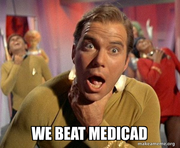 We beat Medicad - Captain Kirk Choking Meme Generator