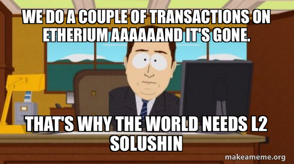 We do a couple of transactions on etherium aaaaaand it's gone. That's ...