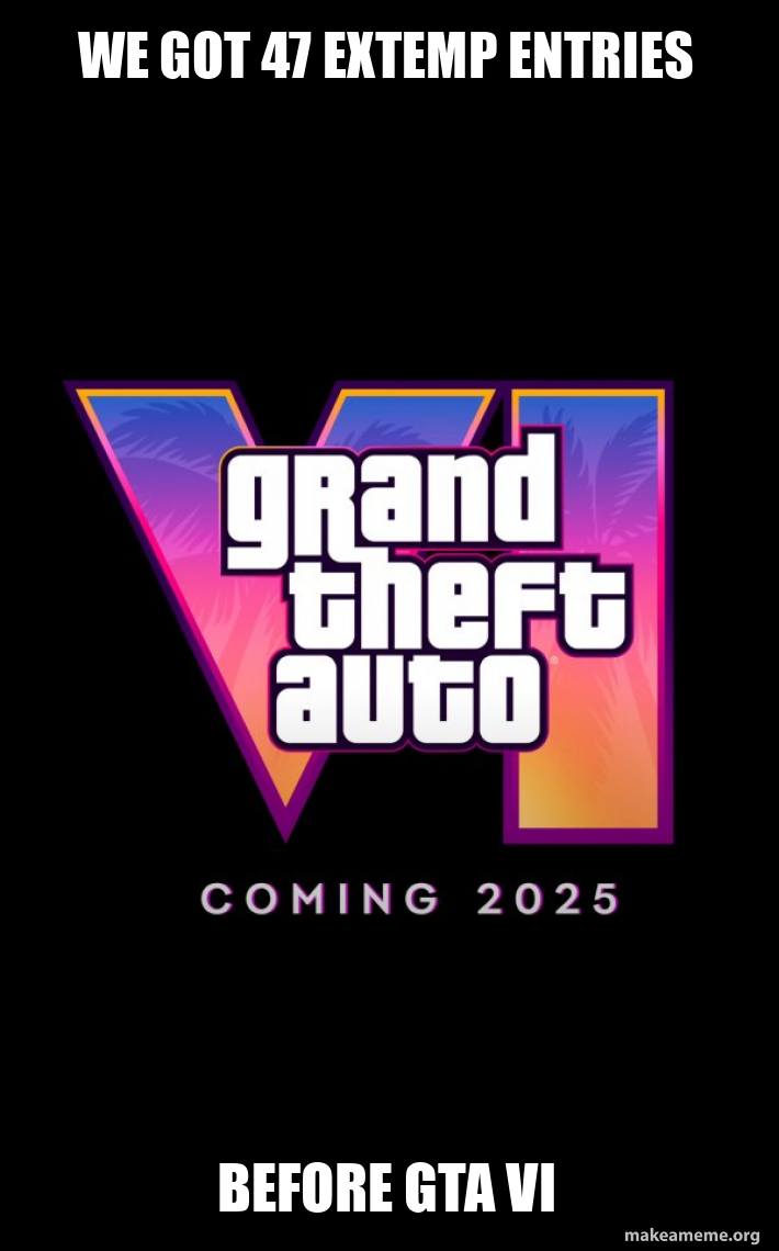 We got 47 Extemp entries Before GTA vi - Before GTA6 - Before GTA VI ...