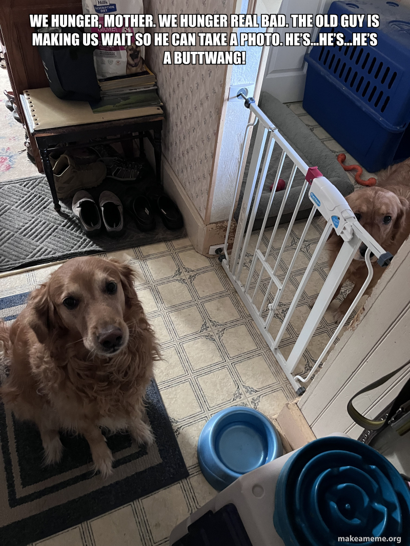 We hunger, mother. We hunger real bad. The old guy is making us wait so ...