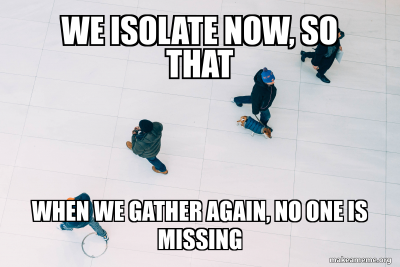 We ISOLATE now, so that when we gather again, no one is missing Meme ...