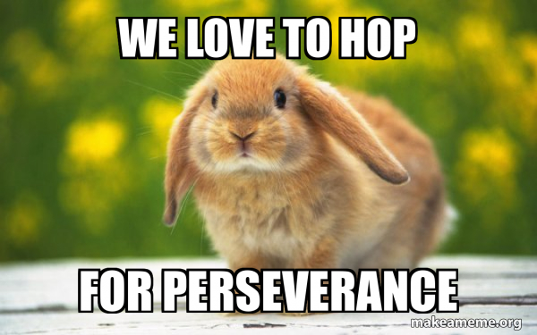 we love to hop for perseverance - Regretful Rabbit Meme Generator