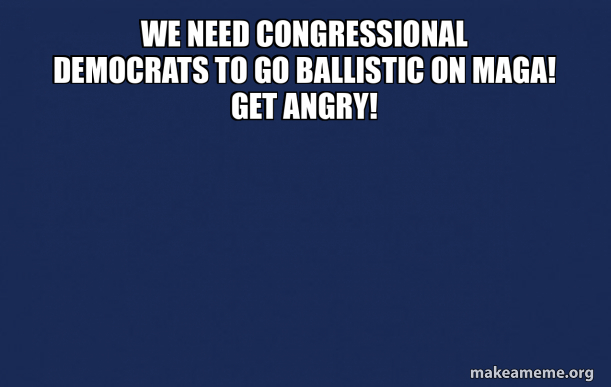 we need congressional democrats to go ballistic on maga! get angry ...