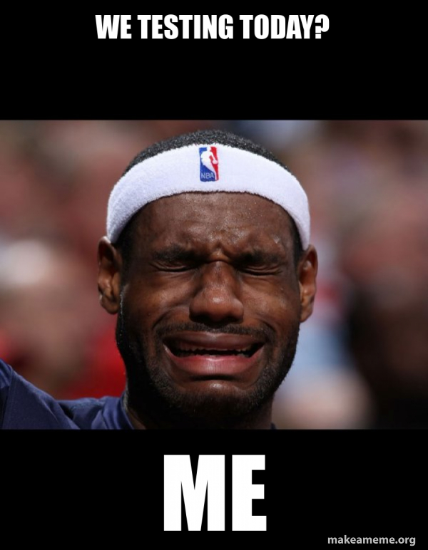 we testing today? ME - Lebron Crying Meme Generator