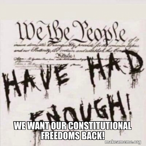 We want our constitutional freedoms back! Meme Generator