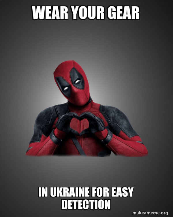 wear your gear in ukraine for easy detection - Deadpool Heart Hands ...
