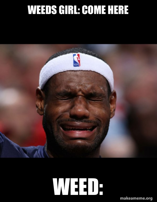 Weeds girl: come here Weed: - Lebron Crying Meme Generator