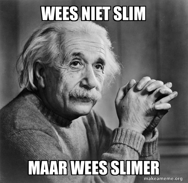 wees niet slim maar wees slimer - Serious Albert Einstein Meme Generator