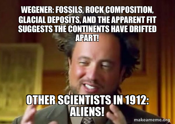Wegener: Fossils, rock composition, glacial deposits, and the apparent ...
