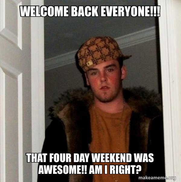 Welcome back everyone!!! That four day weekend was awesome!! Am I right ...