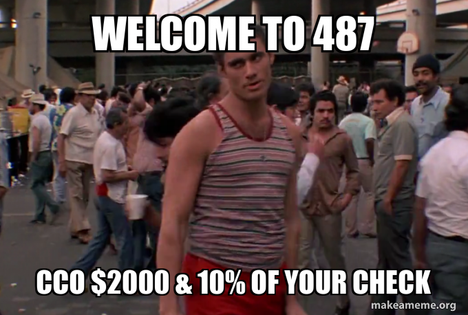 Welcome to 487 Cco $2000 & 10% of your check Meme Generator