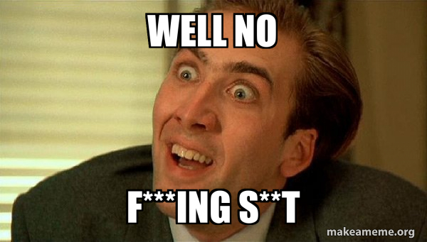 well no f***ing s**t - Sarcastic Nicholas Cage Meme Generator