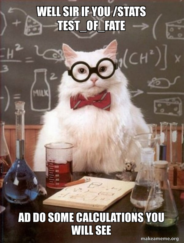 Well sir if you /stats Test_of_Fate Ad do some calculations you will ...
