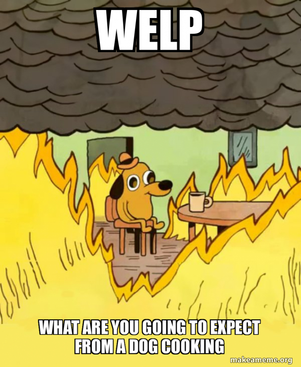Welp What are you going to expect from a dog cooking - This Is Fine ...
