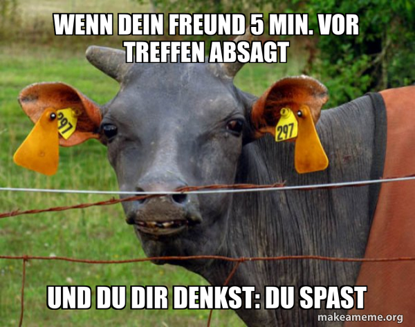 wenn dein freund 5 min. vor treffen absagt und du dir denkst: du spast ...