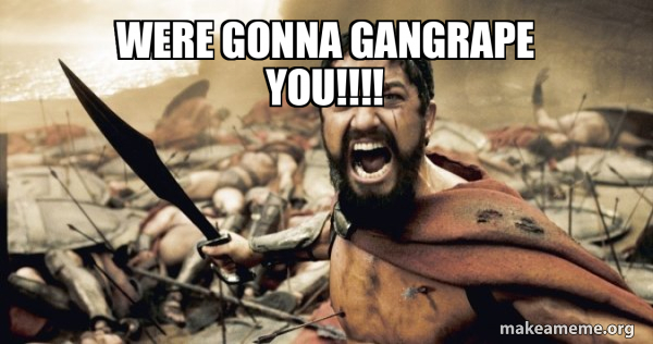 were gonna gangrape you!!!! - The 300 Meme Generator