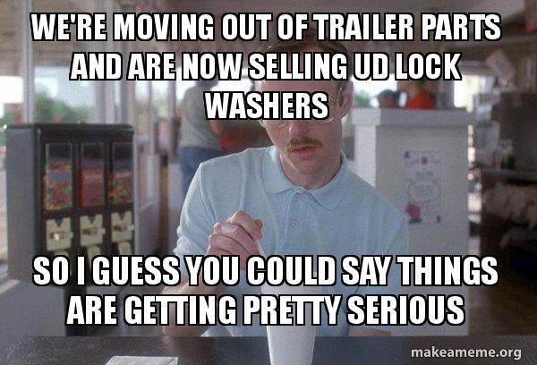 We're moving out of trailer parts and are now selling UD lock washers ...