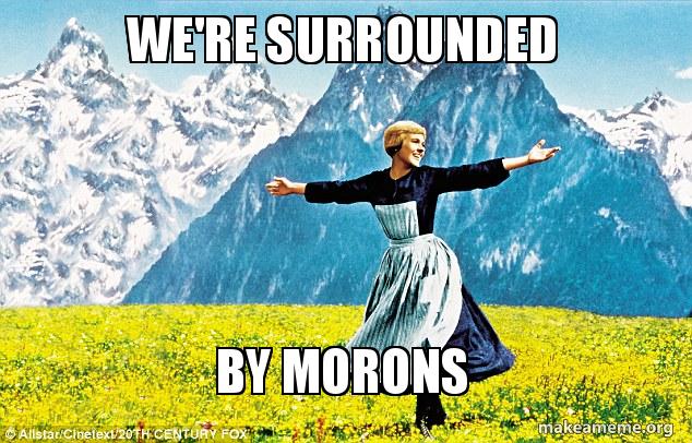 WE'RE SURROUNDED BY MORONS Meme Generator