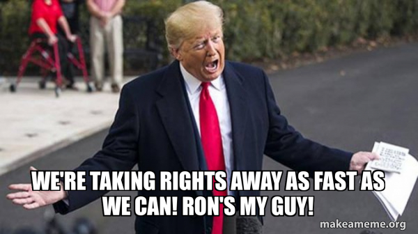 We're taking rights away as fast as we can! Ron's my guy! - Trump ...