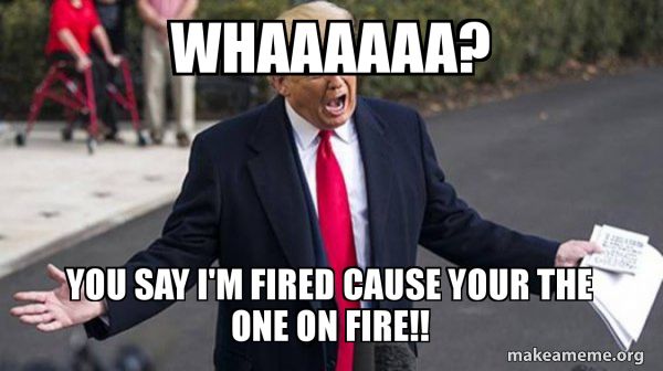 whaaaaaa? you say i'm fired cause your the one on fire!! - Trump ...