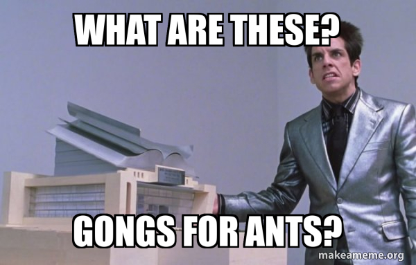 What ARE these? GONGS FOR ANTS? - Center for Ants (Zoolander) Meme ...