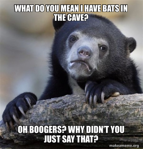 What do you mean i have bats in the cave? Oh boogers? Why didn’t you ...
