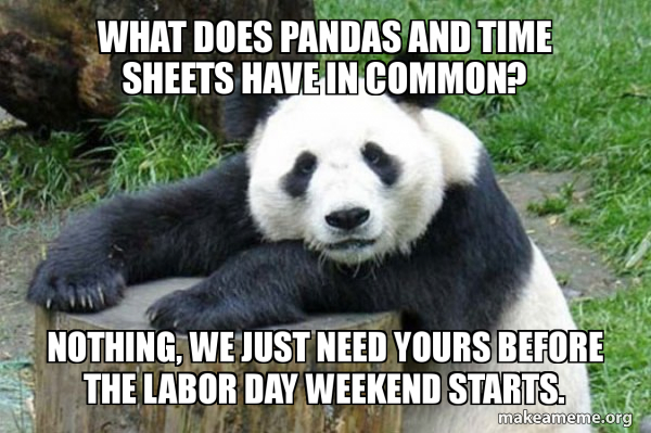 What does Pandas and Time sheets have in common? Nothing, we just need ...
