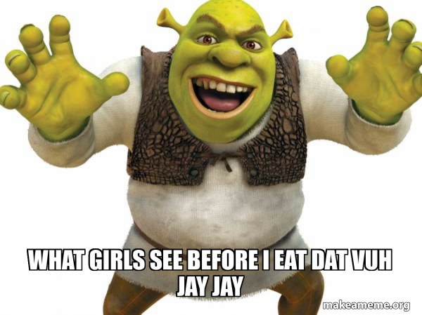 What girls see before I eat dat vuh jay jay - Shrek Meme Generator
