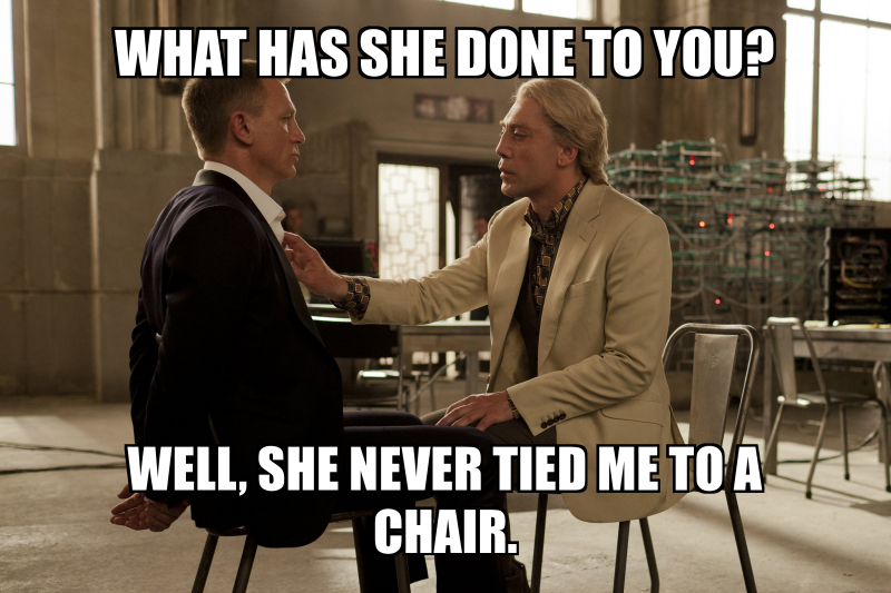 what has she done to you? well, she never tied me to a chair. Meme ...