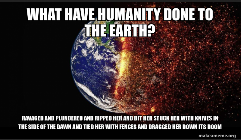 What have humanity done to the earth? Ravaged and plundered and ripped ...