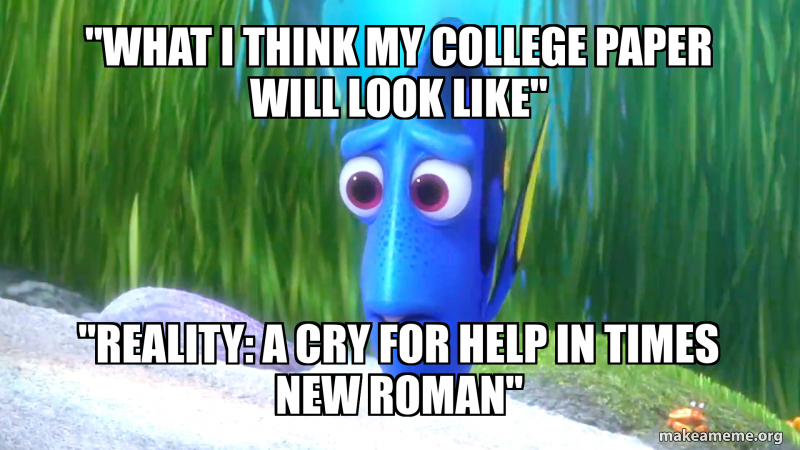 "What I Think My College Paper Will Look Like" "Reality: A Cry for Help ...