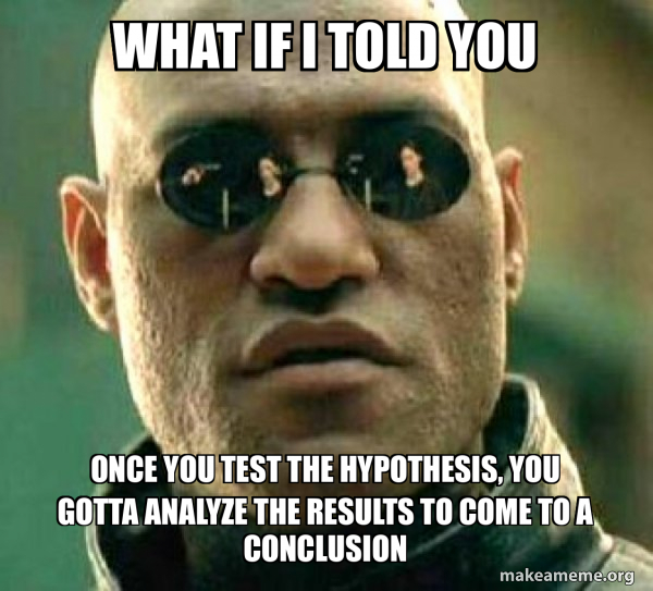 What if I told you once you test the hypothesis, you gotta analyze the ...