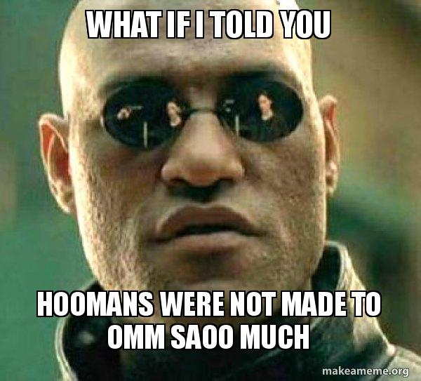 What if I told you Hoomans were not made to OMM saoo much - Matrix ...