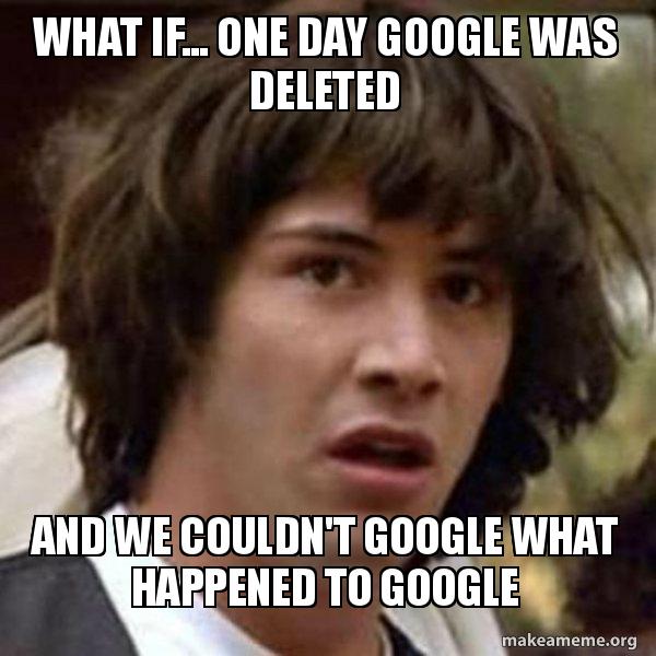 WHAT IF... ONE DAY GOOGLE WAS DELETED AND WE COULDN'T GOOGLE WHAT ...