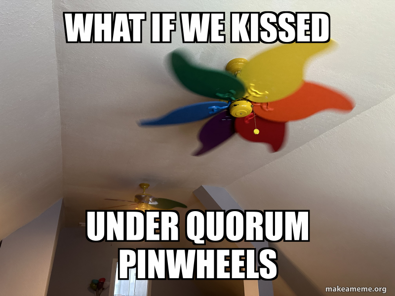 What if we kissed UNDER QUORUM PINWHEELS Meme Generator