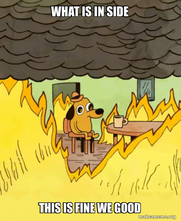 What is in side this is fine we good - This Is Fine Meme Generator