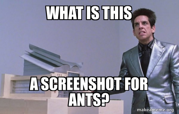 WHAT IS THIS A SCREENSHOT FOR ANTS? - Center for Ants (Zoolander) Meme ...