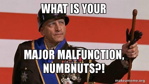 What is your major malfunction, numbnuts?! - Patton 1970 Meme Generator