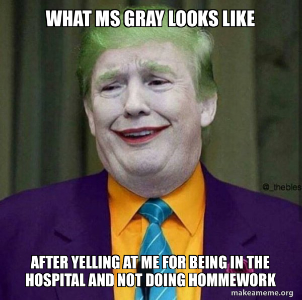 what ms gray looks like after yelling at me for being in the hospital ...