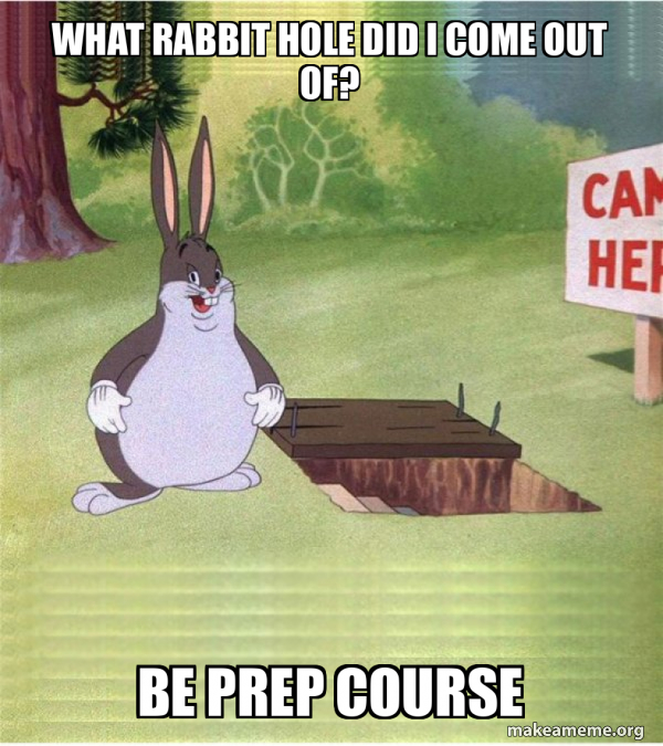 What Rabbit Hole Did I Come Out Of? BE Prep Course - Big Chungus Meme ...