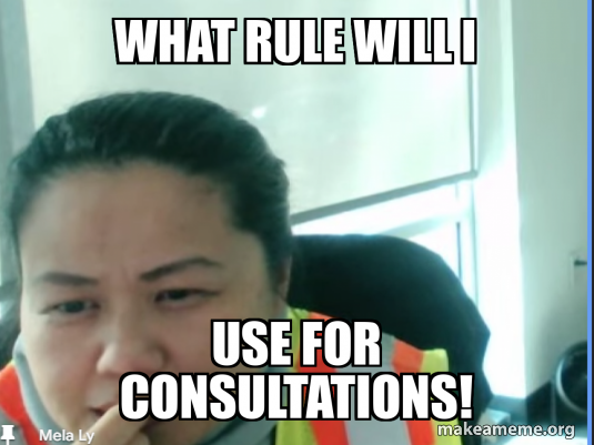 What rule will I use for consultations! Meme Generator
