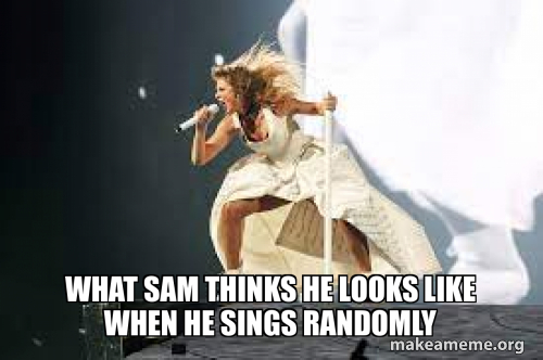 What sam thinks he looks like when he sings randomly Meme Generator