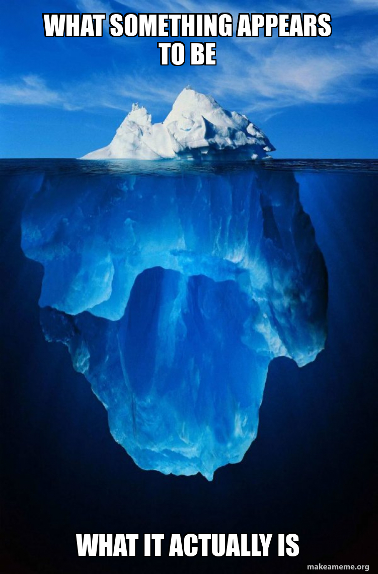 What something appears to be What it actually is - Iceberg Meme Generator