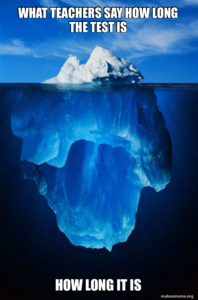 what teachers say how long the test is how long it is - Iceberg Meme ...