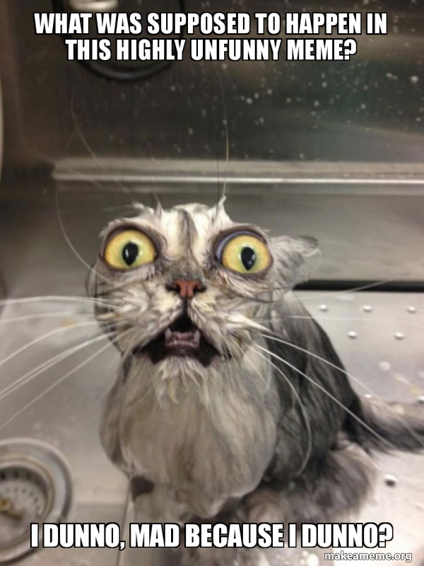 what was supposed to happen in this highly unfunny meme? I dunno, mad ...